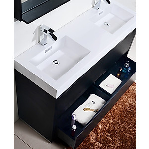 Bliss 60″ Black Double Sink Floor Mount Modern Bathroom Vanity