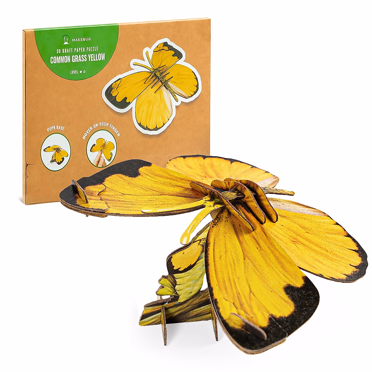 MAKEBUG 3D Puzzles Eco-Friendly Paper Puzzle for Kids Teenager Crafts Bugs Common Grass Yellow