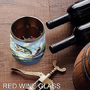 Fishing Large Mouth Bass Fish Insulated Tumbler with Lid Stainless Steel Coffee Mug Cute Wine Tea Water Cup Blue-style