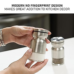 Stainless Steel Salt And Pepper Shakers Set,with Clear Glass Bottom,Spice Shakers with Adjustable Pour Holes,Classic Salt Pepper Shaker for Table,RV,Camp,BBQ(2 PACK)
