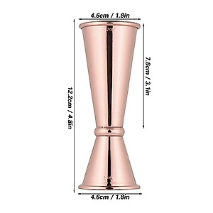 Jigger 2 oz 1 oz, Rose Gold Stainless Steel Double Cocktail Jigger Shot Measure Jigger Alcohol Measuring Cup Bar Tool for Bartending