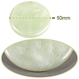 2 Pieces Jade Stone for Lash Glue Eyelash Extension Round Jade Stone Lash Glue Holders Adhesive Pallet Fake Eye Lash Holder Base 2 Inch (Green)