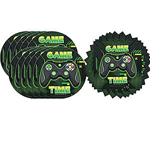 Video Games Party Tableware Supplies Set, 20 Plates and 20 Napkins,Video Games Theme Party Baby Shower Birthday Decorations