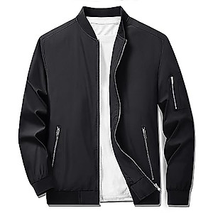 TACVASEN Men Black Jacket Casual Mens Jackets Casual Stylish Lightweight Mens Windbreaker Jackets Lightweight Track Jacket Men's Jacket