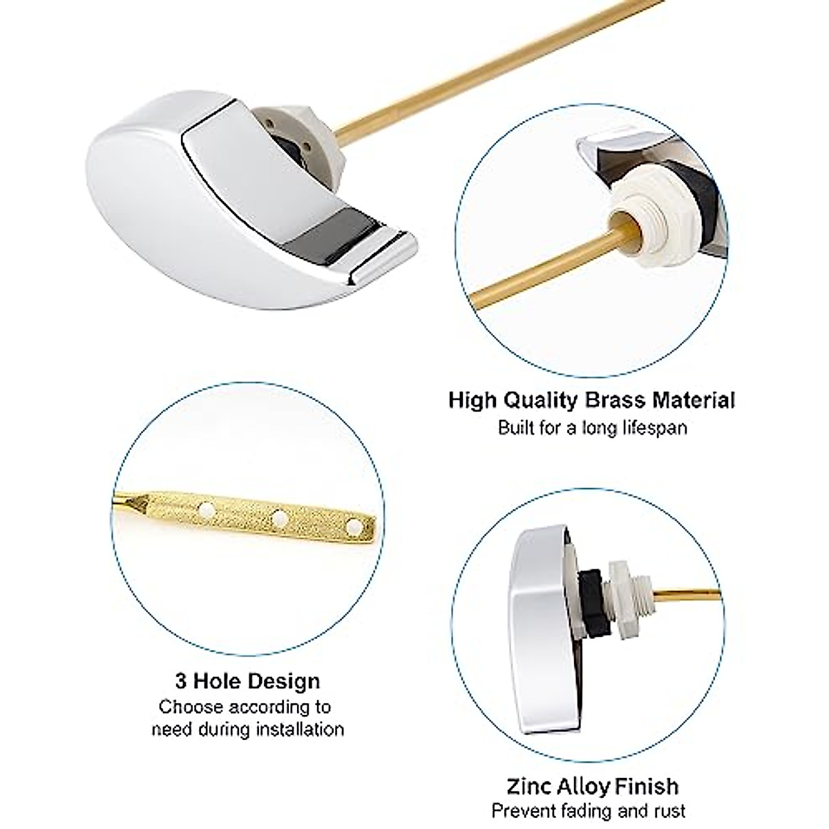 Hibbent 2 Pack Flush Tank Lever Compatible with TOTOTHU004-CP Trip Lvr for St701Cst854884, Toilet Trip Lever in Polished Chrome