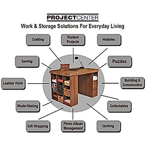 Project Center Desk with Bookcase and 3 Bin Cabinet-Black