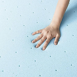 Best Price Mattress 1.5 Inch Ventilated Memory Foam Mattress Topper, Cooling Gel Infusion, CertiPUR-US Certified, Twin, Blue
