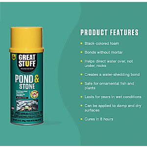 Great Stuff 283064 12OZ GS Pond&Stone Foam Sealant, Each, Black