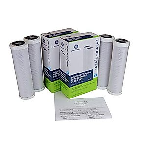 Double-up, 2x Genuine GE FX12P replacement filters for GE GXRM10RBL RO systems includes retail boxes, silicon O-ring lubricant, instruction, certificate, 2 boxes or 4 filters also for GE PNRV12 GXRV10