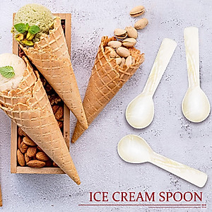 Caviar Spoons Mother of Pearl Mop Spoons with Hand Craft W Round Handle for Caviar, Egg, Ice Cream, Salt, Coffee Serving, Restaurant Serving Set(6 Pieces,3.55 Inch)