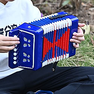 Kids Accordion 10 keys Button Accordian,Musical Toy Instrument,Mini Accordion for Children Beginners (Blue)