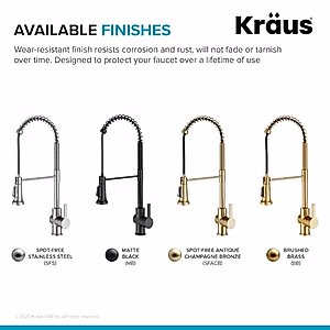 KRAUS Britt 2nd Gen Commercial Style Pull-Down Single Handle Kitchen Faucet in Brushed Brass, KPF-1691BB