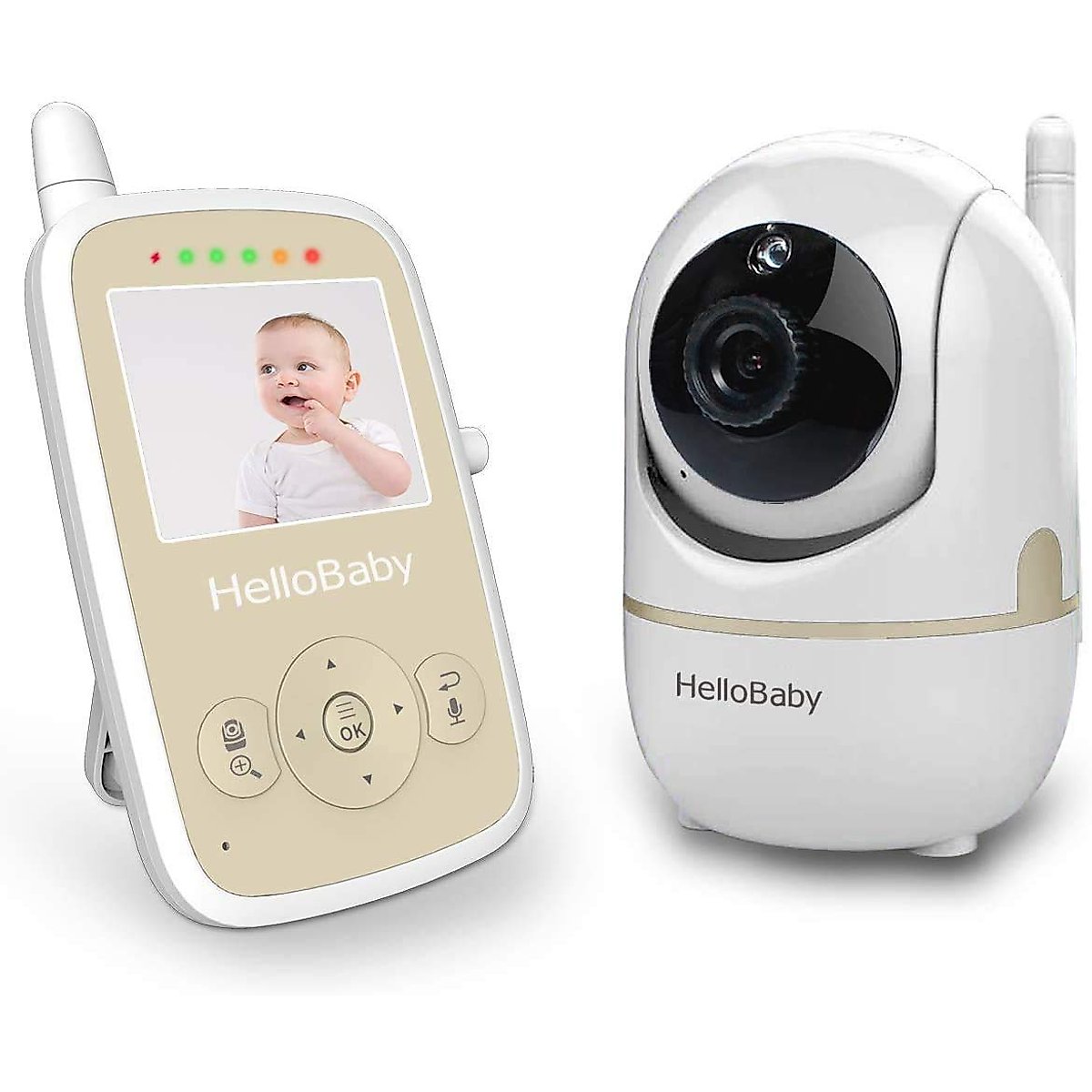 HelloBaby Video Monitor with Remote PTZ Camera, Video Baby Monitor with Audio Sensor, 2-Way Communication,Auto Night Vision,Digital Zoom,Room Temperature Monitoring