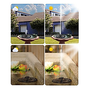 Xinhong Solar Bird Bath Fountain Pump, 1W solar water fountain with 6 Nozzle, 5.1" mini solar fountain pump Outdoor Watering Submersible Pump for Garden, Ponds, Pool, Fish Tank