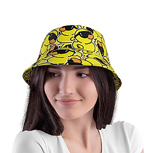 Cartoon Funny Duck Bucket Hats Packable Fisherman Hat Beach Travel Sun Hat Outdoor Cap for Men Women