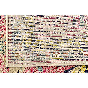 Unique Loom Monterey Collection Vintage Bohemian Inspired with Distressed Tribal Design Area Rug (5' 0 x 8' 0 Rectangular, Pink/ Yellow)