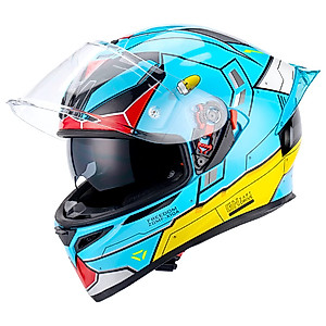 Myamis K5 Motorcycle Helmets Adult Full Face Men Womens Helmet DOT Certified (Blue Challenger, M)