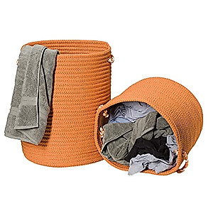 Colonial Mills Sundance Woven Braided Hamper, 17"x17"x22", Orange