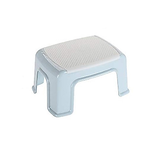 Plastic Stools Step Stool PP Plastic Seat Stools for Home, Office, Living Room Multifunctional Step Stool with Anti-Slip Pad Strong Bearing for Adults, Light Blue