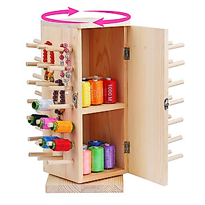 WUTAOBON Thread Holder,360° Full Rotating Wooden Embroidery Thread Organizer,84 Spools Holder,Thread Rack for Sewing,Embroidery Quilting, Hair Braiding and Jewelry