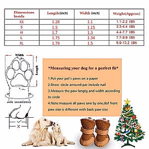 payanwin Dog Boots Paw Protector, Anti-Slip Dog Shoes,Dog Australia Boots Pet Antiskid Shoes Winter Warm Skidproof Sneakers, for Small Dog (#3, Brown)