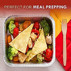 ZALAXY 8" Square Disposable Aluminum Cake Pans with Lids, Foil Pans Food Containers Perfect for Baking Cakes, Cooking, Roasting, Homemade breads (20 Pack)