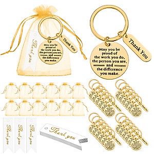 Yinkin 72 Pcs Employee Appreciation Gifts Bulk Thank You Gifts Organza Bags with Thank You Cards for Coworkers Staff Favors(Gold)