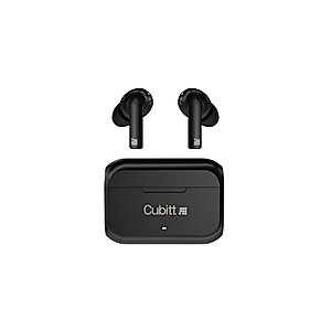 Cubitt True Wireless Earbuds Generation 2, 5.3 Bluetooth, IPX5 Water reistance, Premium Sound, Touch Control, Built in Microphone, Voice Assistance, Game Mode for Men and Women (Black)