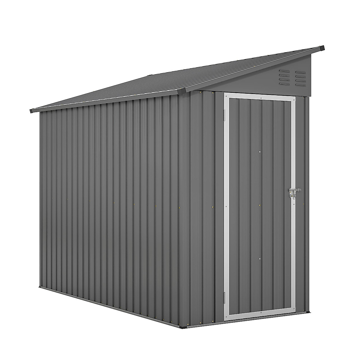 LZbeiteM Shed Lean to Storage Shed, Outdoor 4' x 8' Metal Wall Side Storage Sheds & Outdoor Storage, Garden Storage Cabinet for Backayrd, Patio and Outdoor Use,Grey