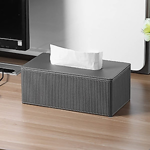 Cretkhp PU Leather Tissue Box Cover with Magnetic Closure, Modern Rectangular Tissue Box Holder Decorative Organizer for Bathroom Vanity Countertop, Night Stands Bedroom Office Desk