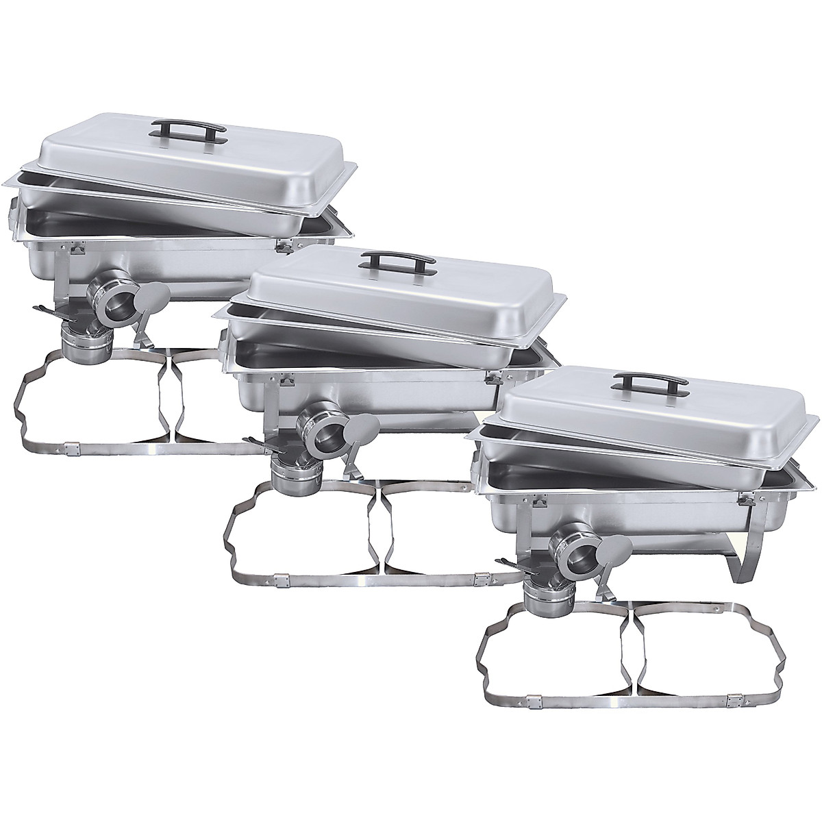 TigerChef Chafing Dish Buffet Set - Chaffing Dishes Stainless Steel - 3 Sets of Chafers and Buffet Warmer Set with Folding Frame - Food Warmers for Parties Buffets