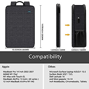 ZINZ Slim & Expandable Laptop Backpack Water Resistant Backpack Travel Backpack Compatible with All Model MacBook Air/Pro 13-14 inch XPS 13 Surface 13.5" and Most 13-14 inch NoteBooks，Black