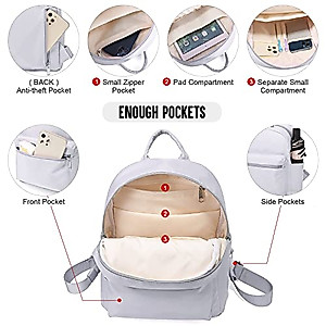 LOVEVOOK Mini Backpack Purse Small Cute Fashion Light Grey Backpack for Women Wear-resistant