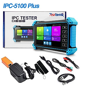 Rsrteng IP Camera Tester, IPC-5100 Plus 8MP AHD CVI TVI CVBS IP Camera Test 4K HD Display Video Monitor 5inch IPS Touch Screen IPC Tester Support POE PTZ W-i-F-i RS485 HDMI & VGA Input DC12V Output