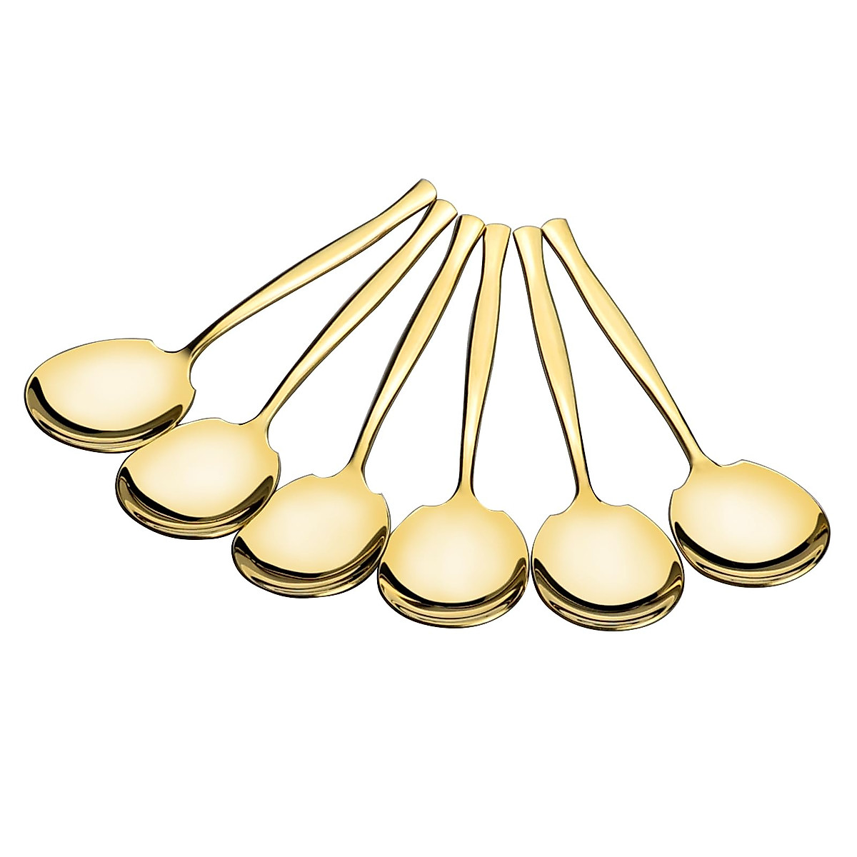Cinkyou Large Serving Spoons set of 6 Pieces, Stainless Steel Large Buffet Serving Utensils, Gold