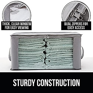 Gorilla Grip Wire Shelf Liners Set of 4 and Clothes Storage Bag Organizer Set of 2, Shelf Liner Size 18x36 in Charcoal, Waterproof Hard Plastic, Storage Bag Size 90L in Gray, 2 Item Bundle