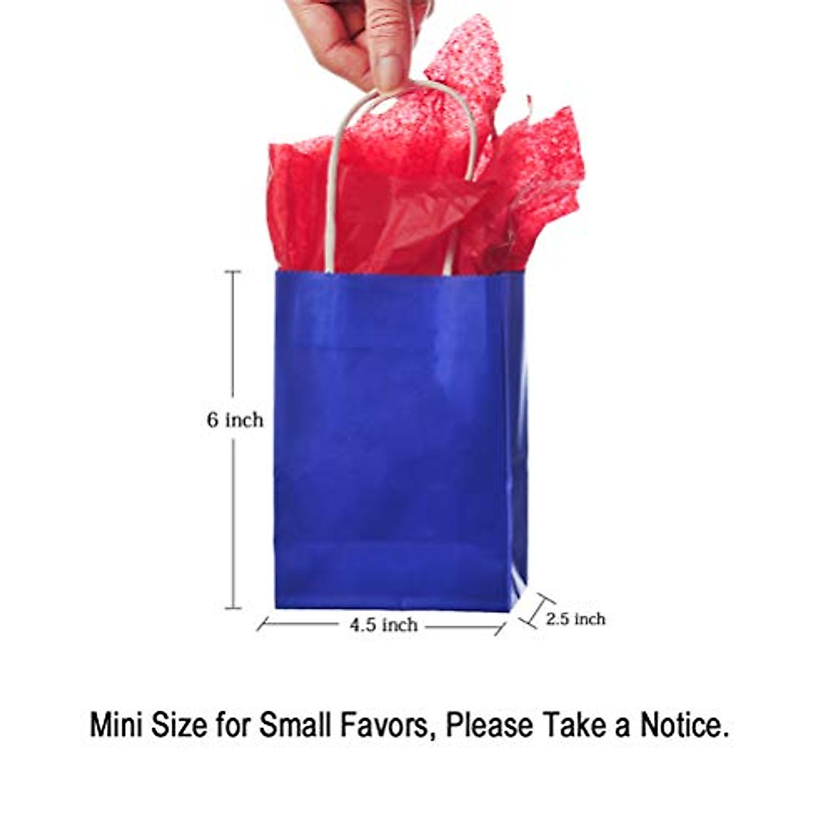 Small Blue Paper Bag with Handle 6x4.5x2.5 inch for Wedding Birthday ...