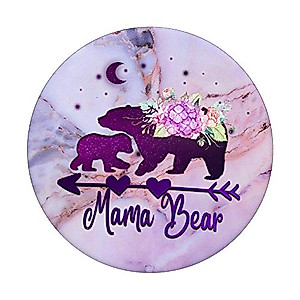 Purple Mama bear with one cub on Pink Blue Look PopSockets Swappable PopGrip