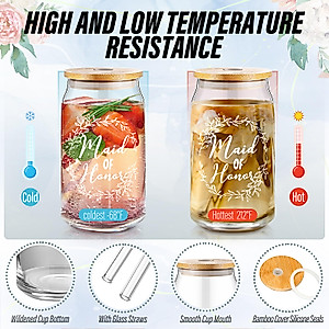 Tanlade 8 Pcs Bridesmaid Proposal Gifts 16 oz Glass Cups Maid of Honor Gift Mother of the Bride, Mother of the Groom, Matron of Honor Bridal Shower Gifts Tumbler Wedding Favors Bachelor Party Favors