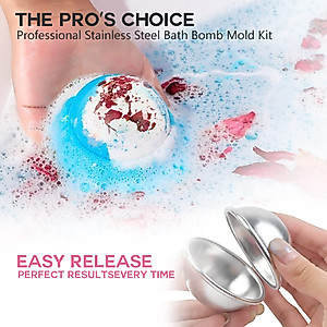 74pcs Bath Bomb Mold and Dried Flower Set, DIY Kit Includes 12pc Bath Bomb Metal Mold, 12 Packs of Natural Dried Flowers, 50 Pack Shrink Wrap Bags for Handmade Bath Bomb Making (2.36 Inch)