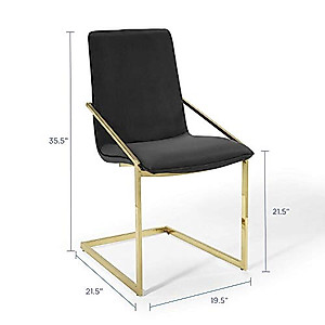 Modway Pitch Performance Velvet Dining Armchair, Gold Black 21.5 x 19.5 x 35.5