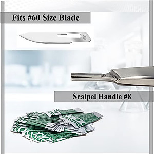 Scalpel Handle #8 Stainless Steel Knife, Blade Holder with Thick Handle Fits Blades No 60 for Precise Cutting, Student Educational-Use Biology Labs, DIY Crafts, Model Making, Repairs + More