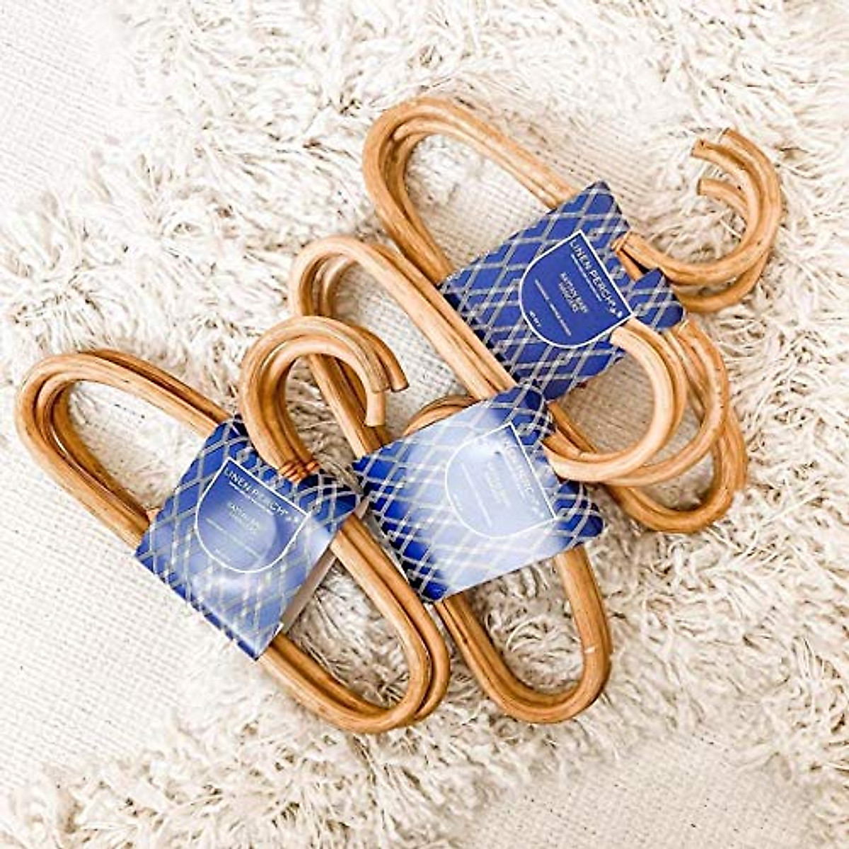 Linen Perch Wooden Baby Hangers - Bamboo Clothes Hangers - Natural, Eco-Friendly - Rattan Décor - Wood Baby Hanger - Boho Nursery Décor -Set of Three- (11" x 6")