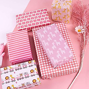 MAYPLUSS Wrapping Paper Large Sheet - Folded Flat - 6 Different Baby Girl Design (45.2 sq.ft.ttl) - 27.5 inch X 39.4 inch Per Sheet