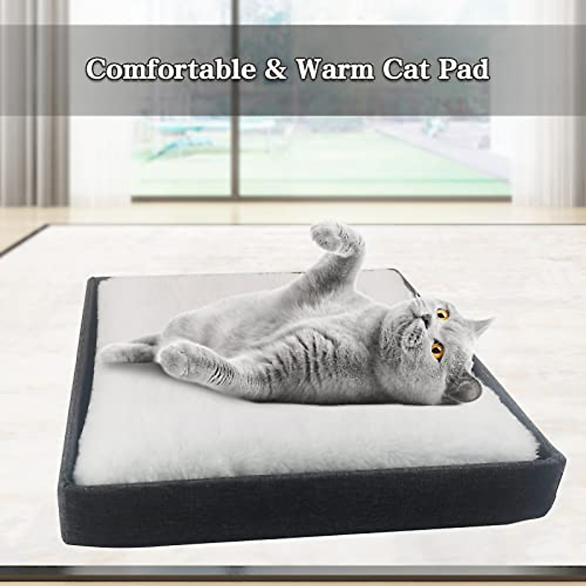 SICZON Cat House Ottoman, Modern Cat Condo for Indoor, 13"x13"x13" Foldable Cat Cube Bed for Kitten Sturdy Structure with Removable Lid