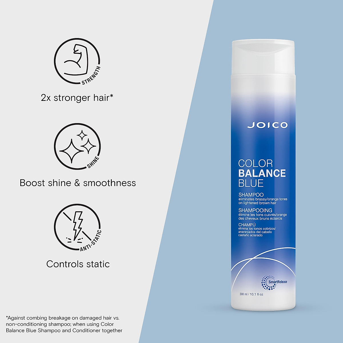 Joico Color Balance Blue Shampoo | For Lightened Brown Hair | Eliminate Brassy Orange Tones | Boost Color Vibrancy & Shine | UV Protection | With Rosehip Oil & Green Tea Extract | 10.1 Fl Oz