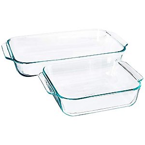 Pyrex 2Piece Basics Value Pack1-Basics 8"/2 dish1-Basics 3 Quart Oblong Bake Dish, 2.2, Clear