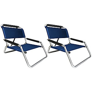 Neso Beach Chairs 2 Pack | Water Resistant with Shoulder Strap and Slip Pocket | Folds Thin (Navy, Regular)