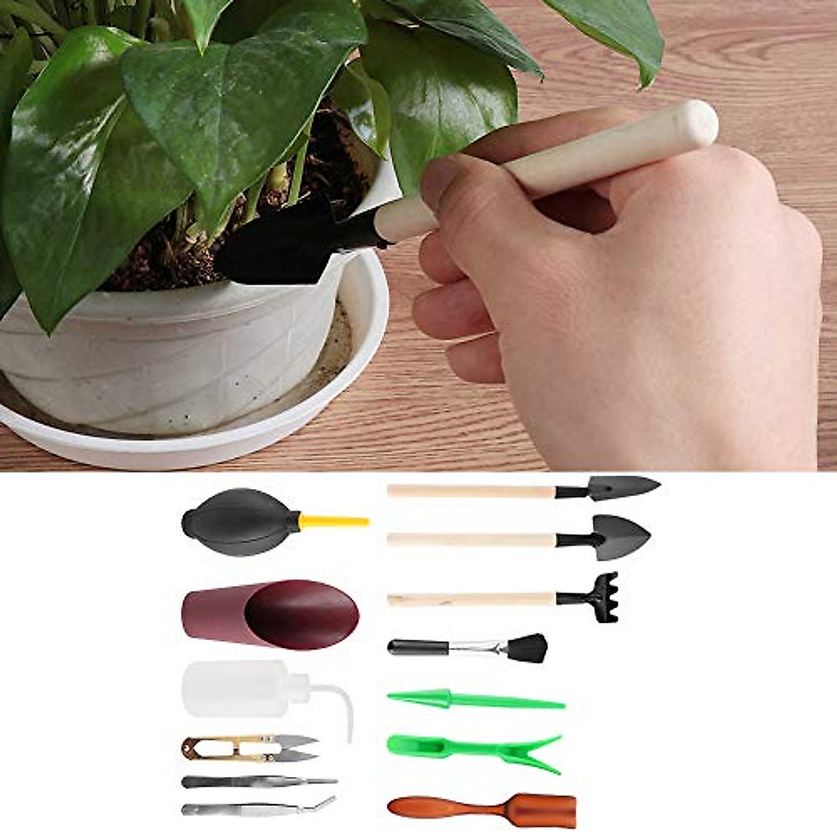 Kaufpart Garden Tools,13pcs Mini Garden Hand Tools Outdoor Bonsai Planting Transplanting Flower Succulent Gardening Tools