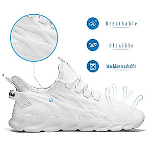 GDEKLO White Tennis Shoes Women Gym Running Casual Walking Workout Athletic Sport Slip on Shoe Lightweight Mesh Fashion Sneakers Size 8.5